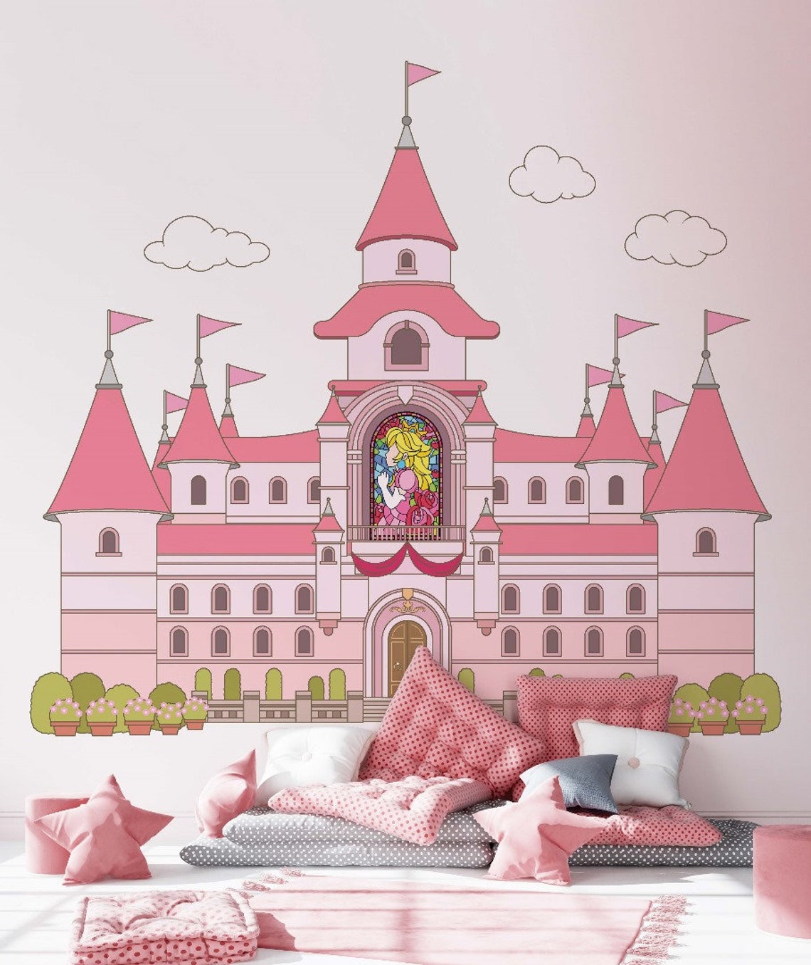 Princess Castle Wall Decal Princess Peach Wall Sticker Peach Castle ...