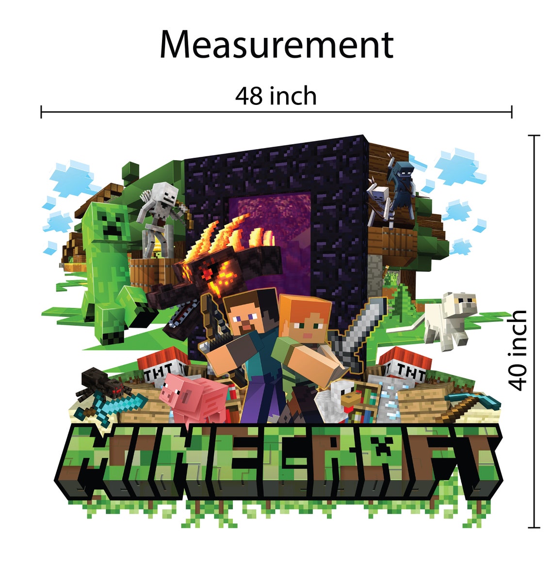 Peel and Stick Minecraft Wall Decal Video Games Wall Sticker Steve ...