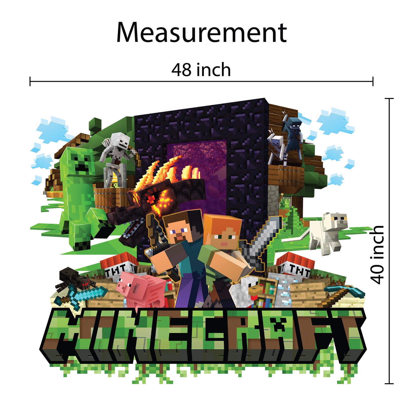 Peel and Stick Minecraft Wall Decal Video Games Wall Sticker Steve ...