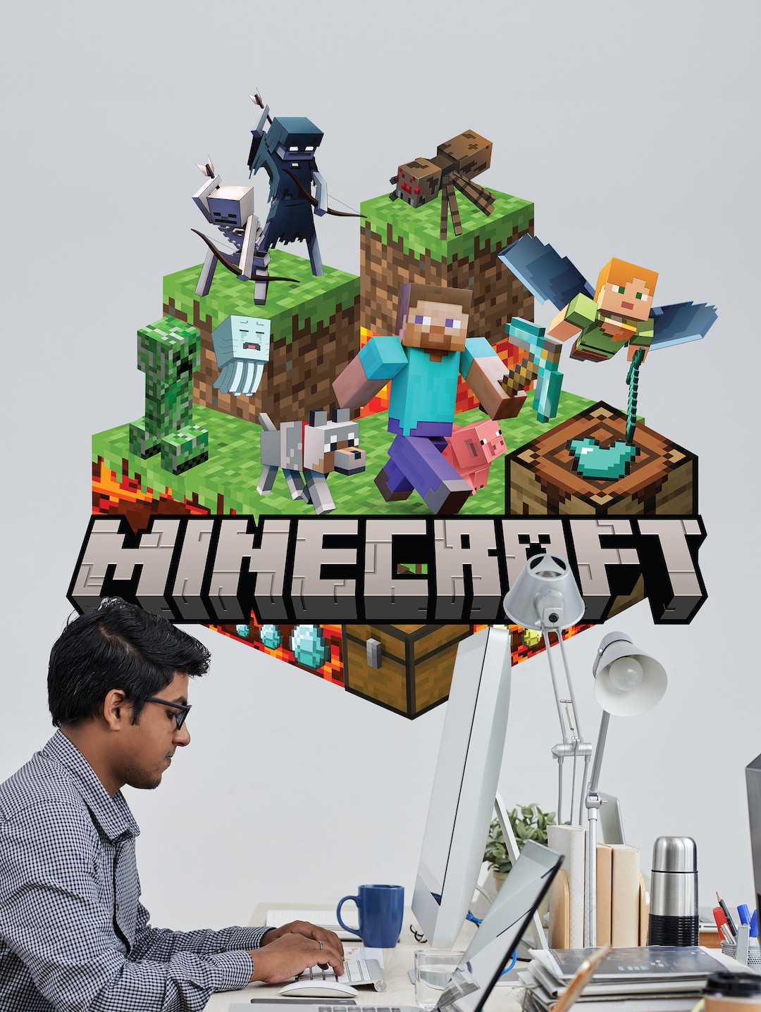 Peel and Stick Minecraft Wall Decal Video Games Wall Sticker Steve for ...