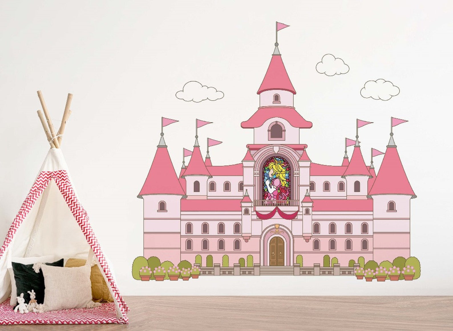 Princess Castle Wall Decal Princess Peach Wall Sticker Peach Castle ...