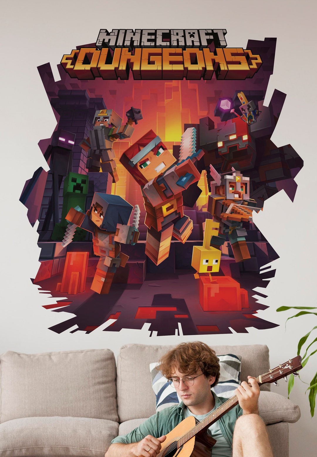Minecraft Wall Decal Sandbox Games Wall Sticker Steve Wallpaper for Kid ...