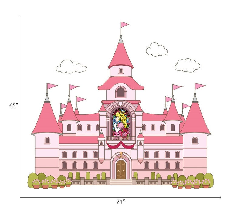 Super Mario Wall Decal Princess Peach Wall Sticker Princess Castle Wall ...