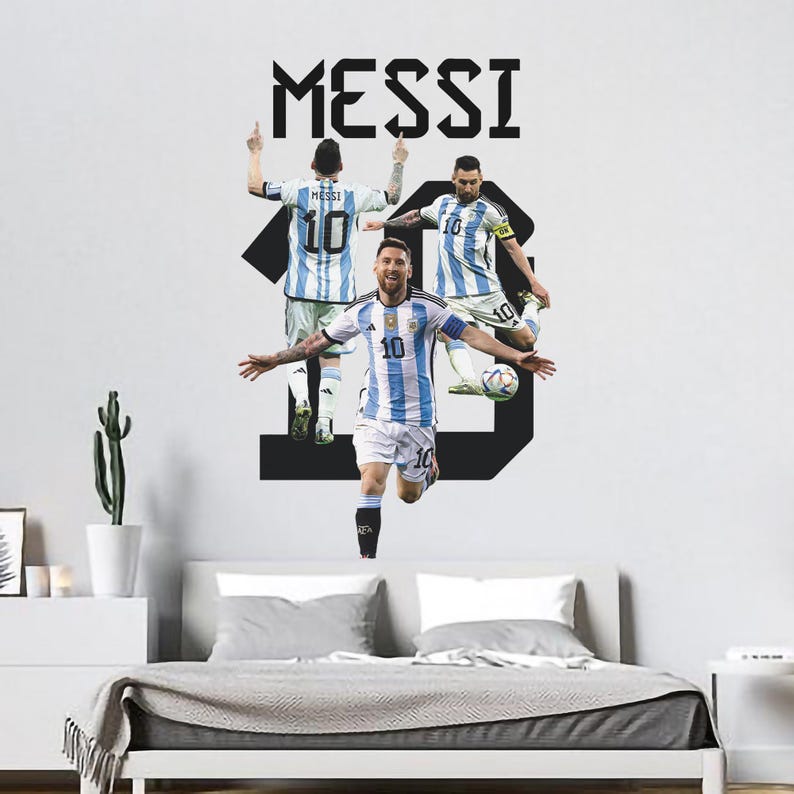Removable Vinyl Lionel Messi Wall Decal Football Wall Sticker for ...