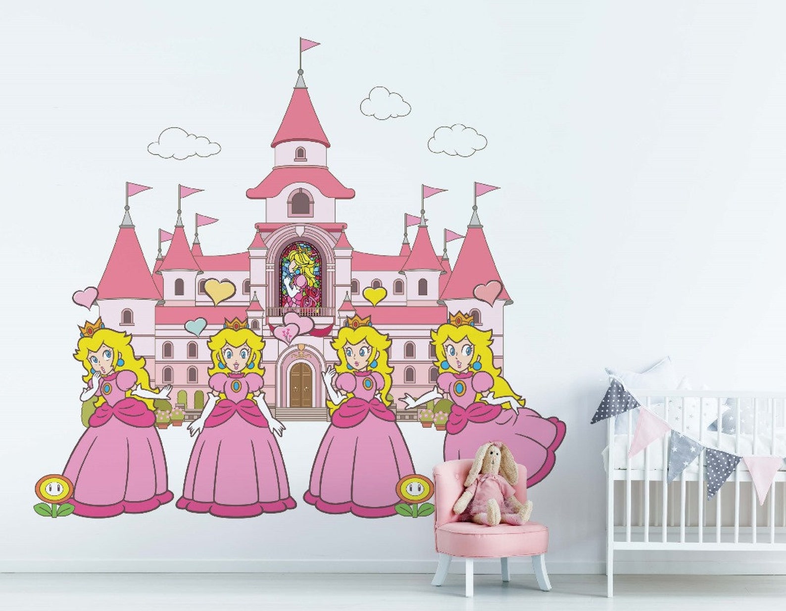 Super Mario Bros Wall Decal Peach Castle Wall Sticker Nintendo Wall Art ...