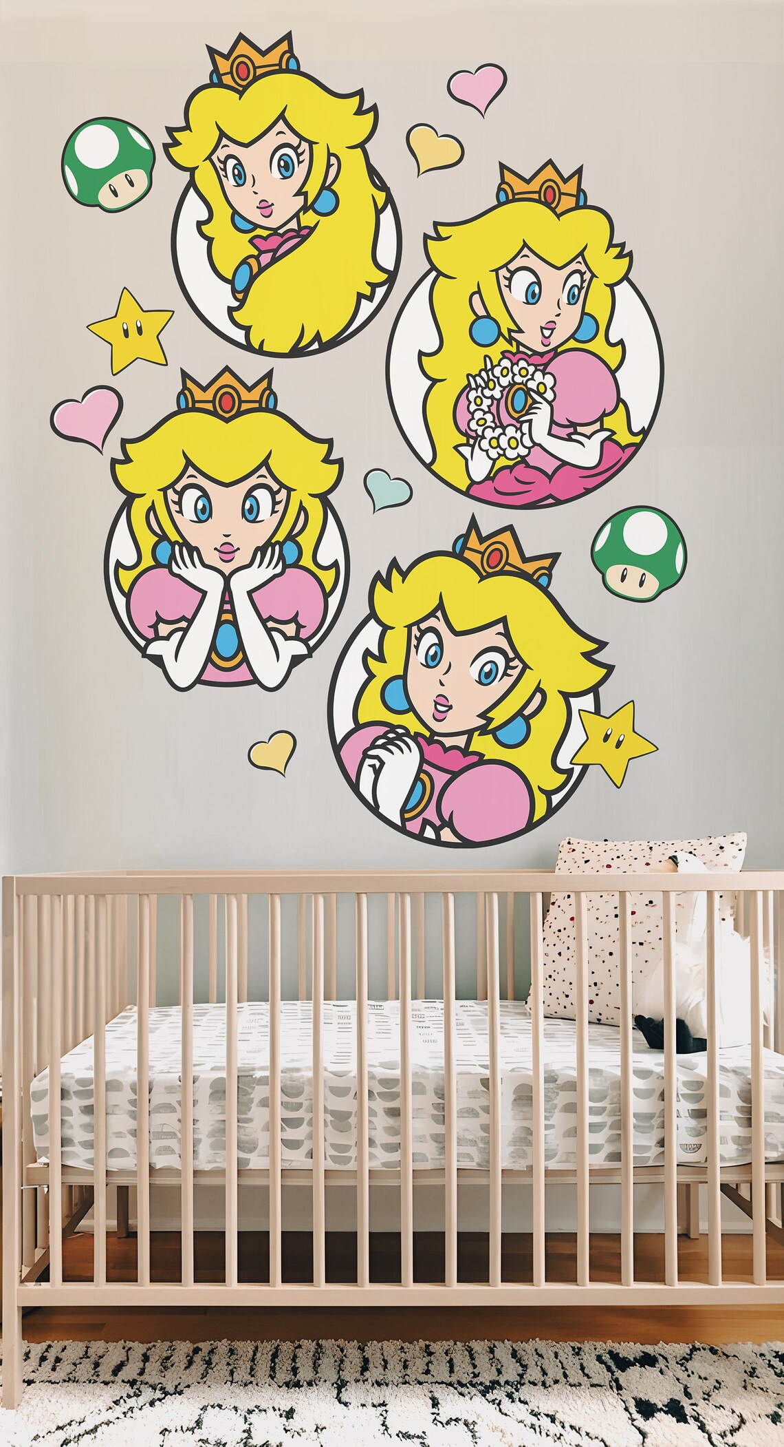 Super Mario Wall Decal Princess Peach Wall Sticker for Girl Room Wall ...