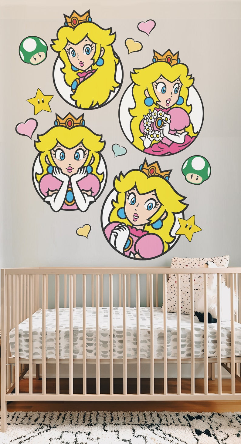 Super Mario Wall Decal Princess Peach Wall Sticker for Girl Room Wall ...