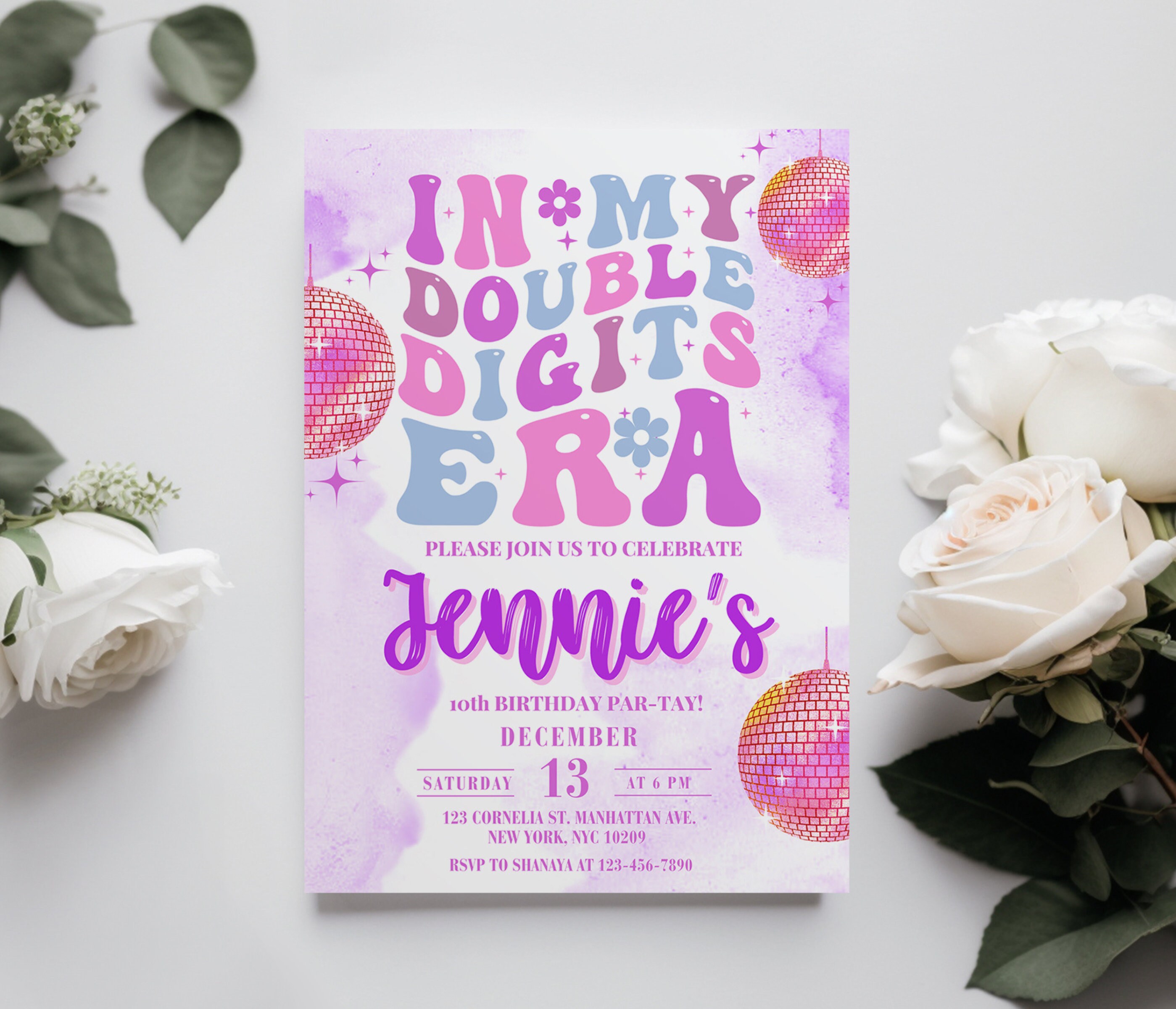Editable in Her Double Digits Era Invitation, Eras Invitation, Taylor ...