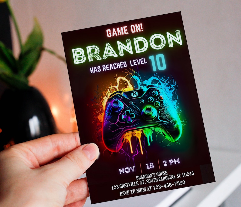 Editable Gaming Birthday Invitation, Gamer Invitation, 5x7 Editable ...