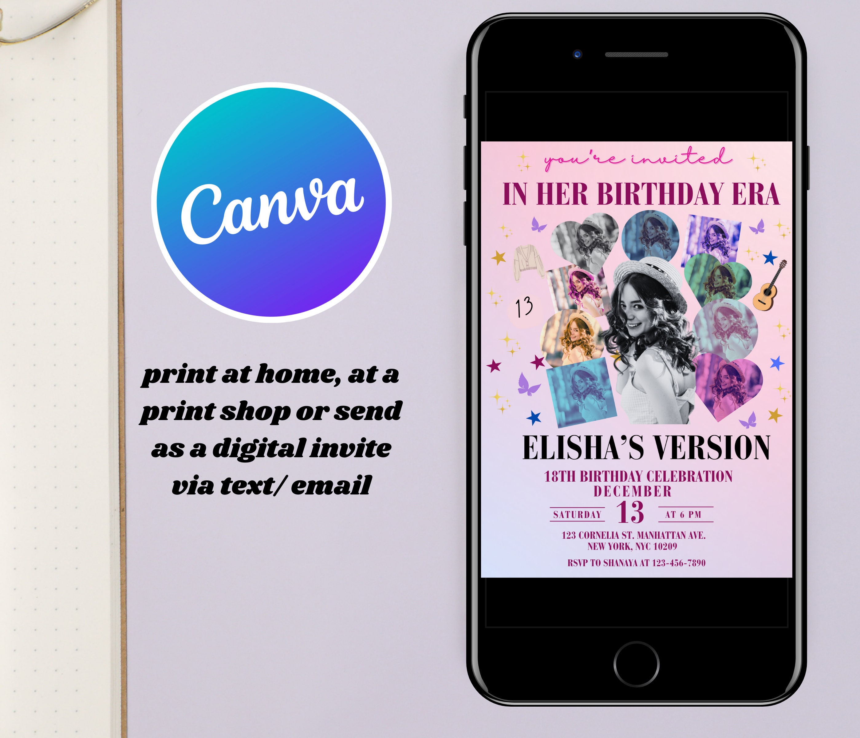 Editable Birthday Era Invitation: Trendy Teen B-day (digital Invite) - Etsy