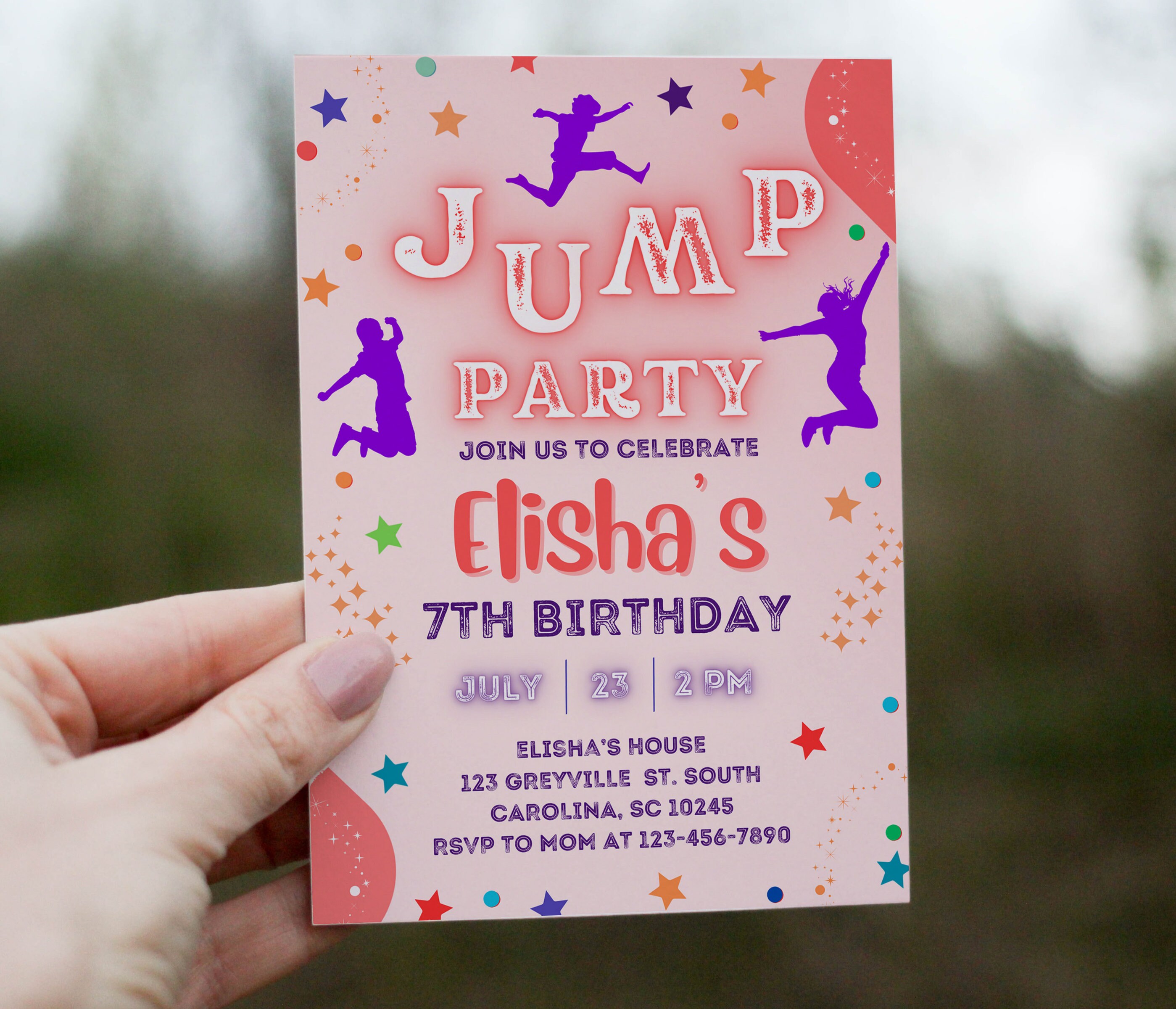 EDITABLE Jump Party Invitation, Trampoline Park Birthday Invitation ...
