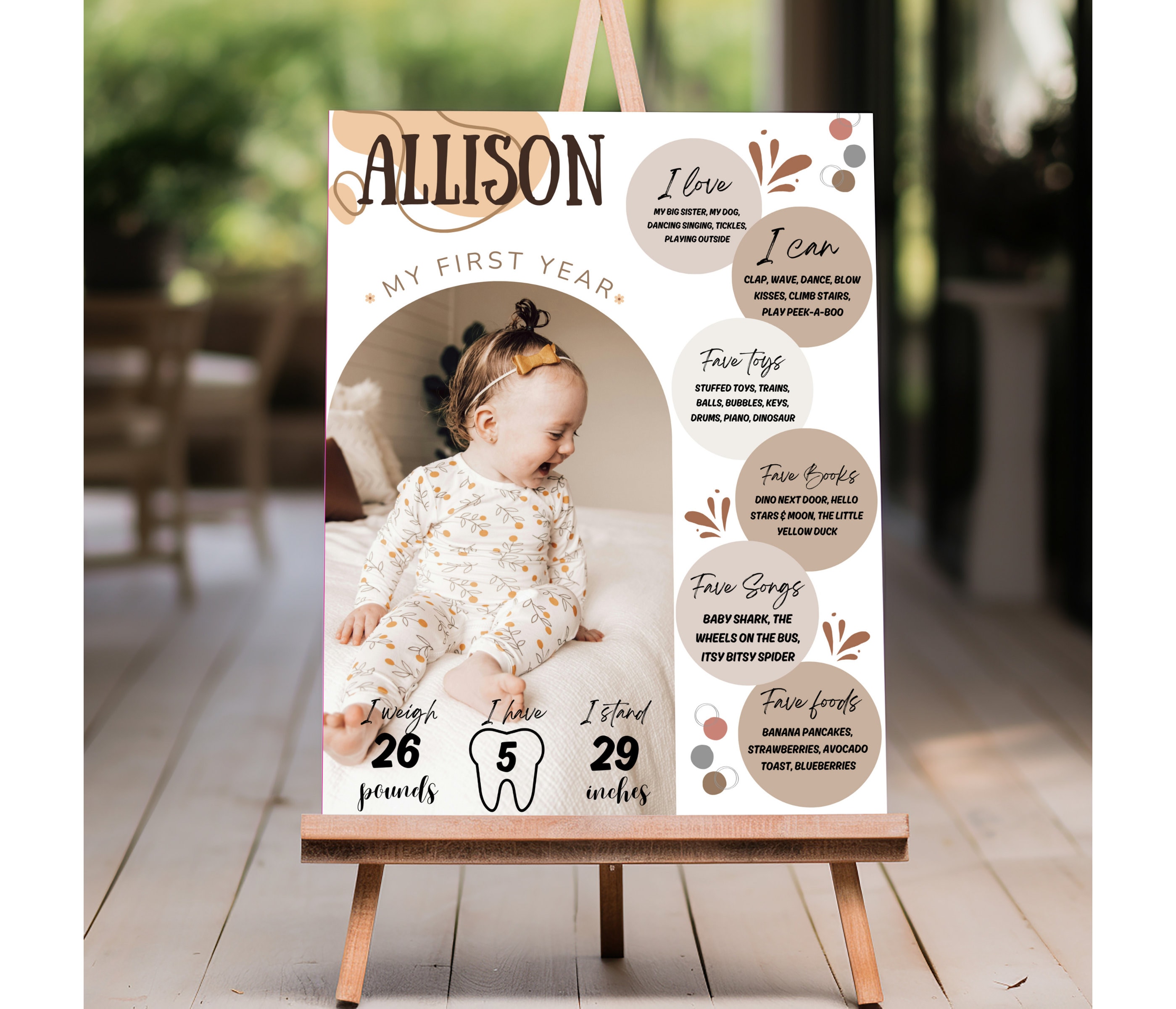 EDITABLE First Birthday Milestone Sign, Modern 1st Birthday Milestone ...