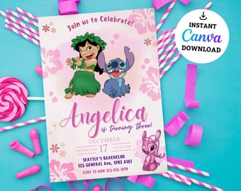 Editable Stitch Birthday Invitation Template, Stitch Invite, Stitch ...