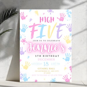 High Five Birthday Invitation, Editable Hi Five Invite Template, Girls ...