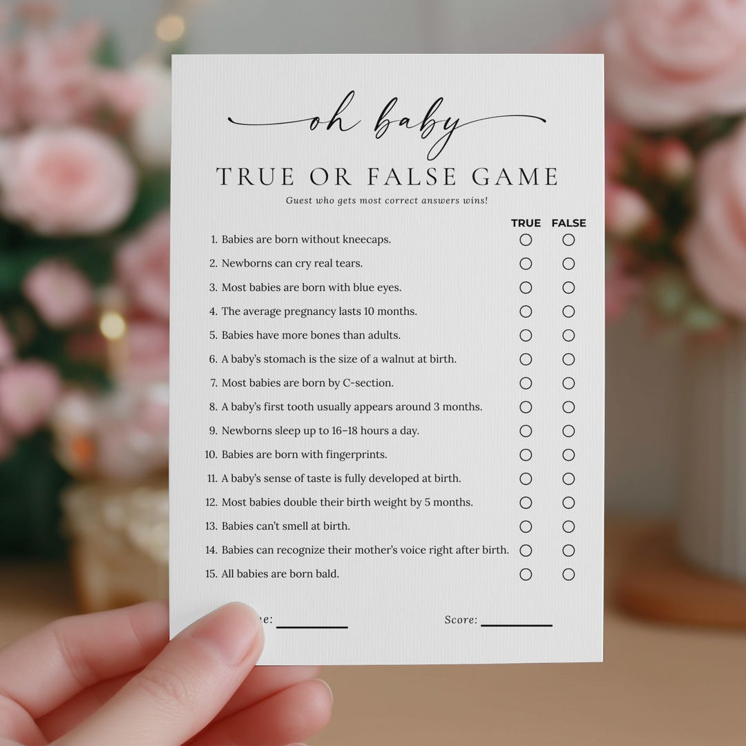Baby Shower Game, Baby Shower Game True or False, Baby Shower Game ...