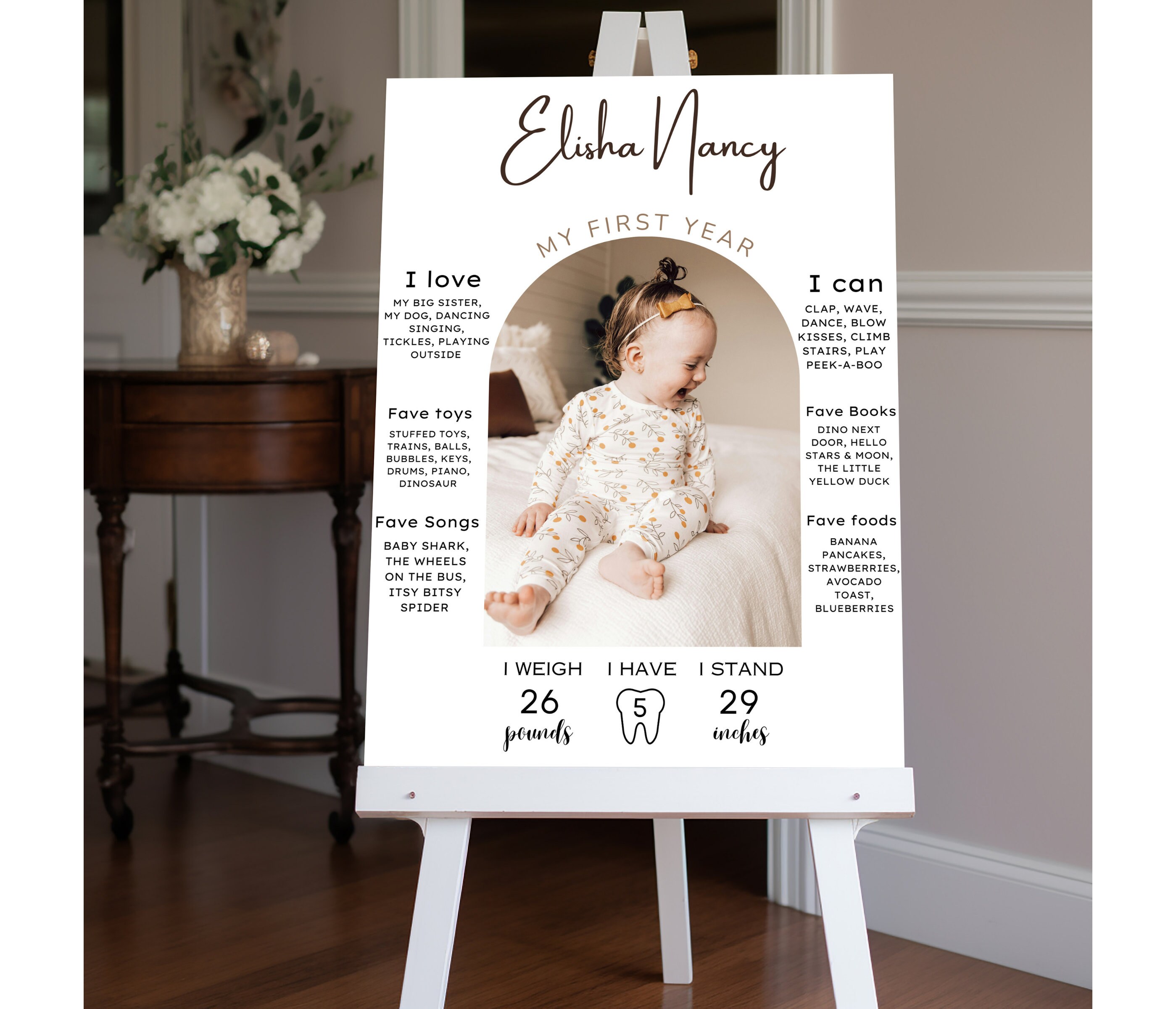 EDITABLE First Birthday Milestone Sign, Modern 1st Birthday Milestone ...