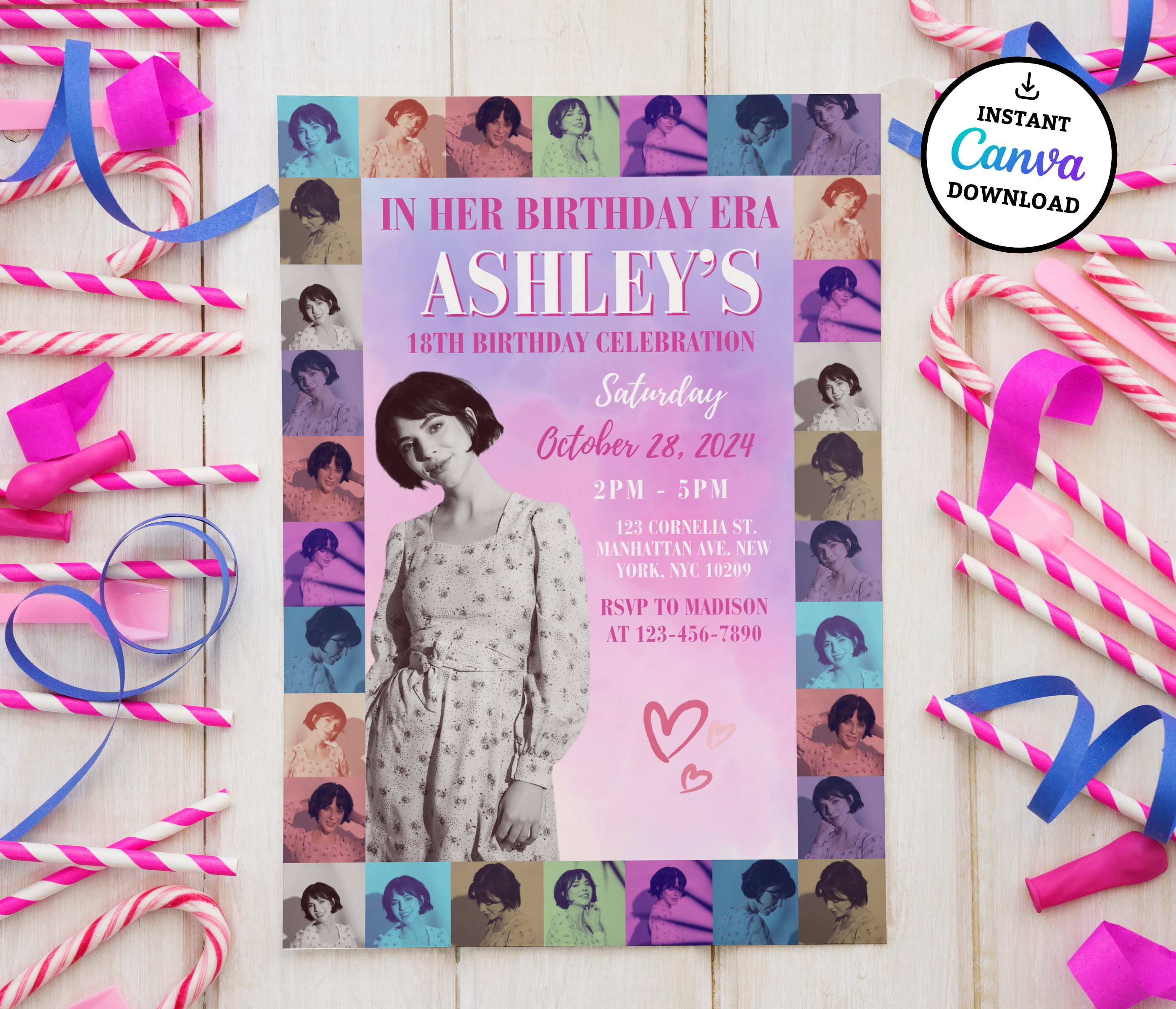 In Her Birthday Era Invitation, Girl's Birthday Invitation, Canva ...