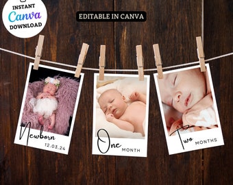 First Birthday Photo Banner Template, Editable Baby's First Year ...