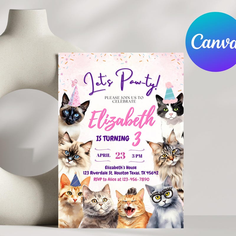 Cat Invitation - Etsy