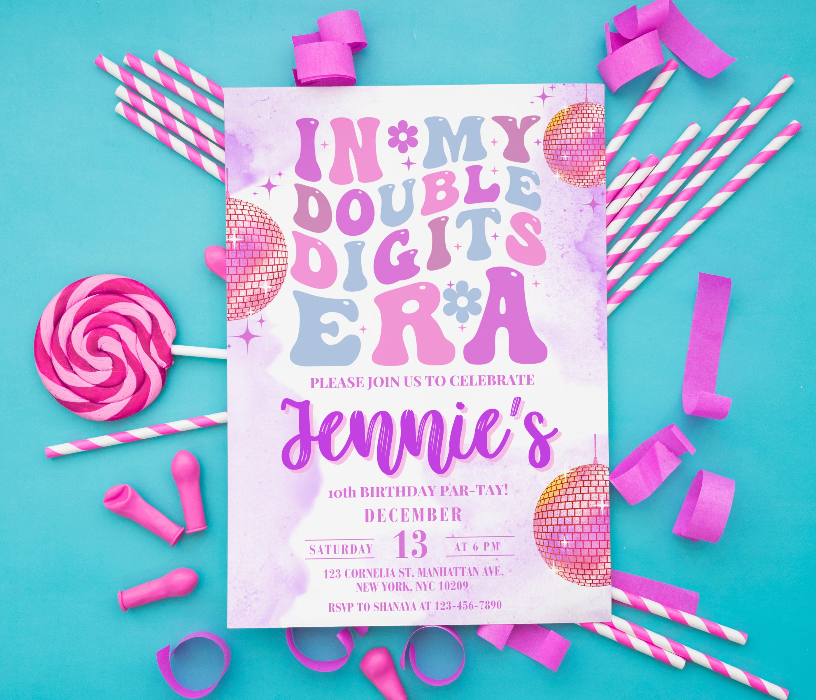 Editable in Her Double Digits Era Invitation, Eras Invitation, Taylor ...