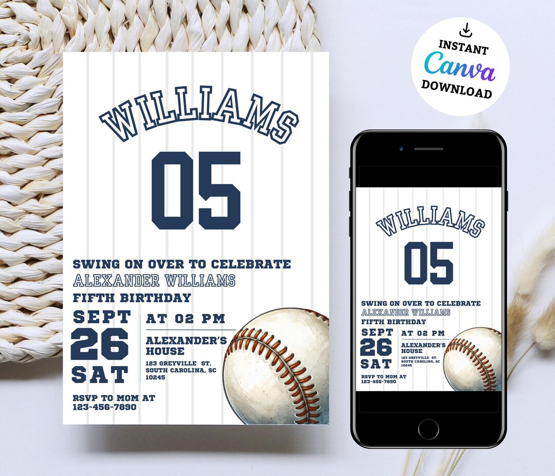 Editable Baseball Invitation, Baseball Party Invitation Template ...
