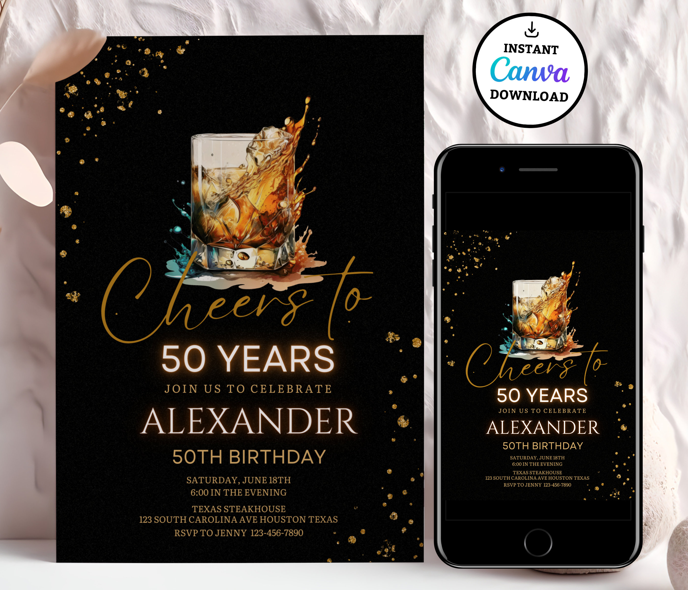 Whiskey-themed Surprise Party Invitation for Men's 30th, 40th, 50th ...