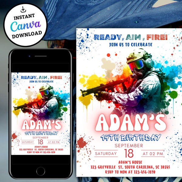 Paintball Invitation - Etsy