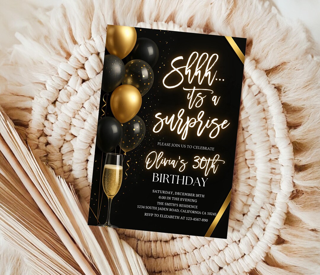 Surprise Birthday Invitation: Editable Party Invite (digital Download ...