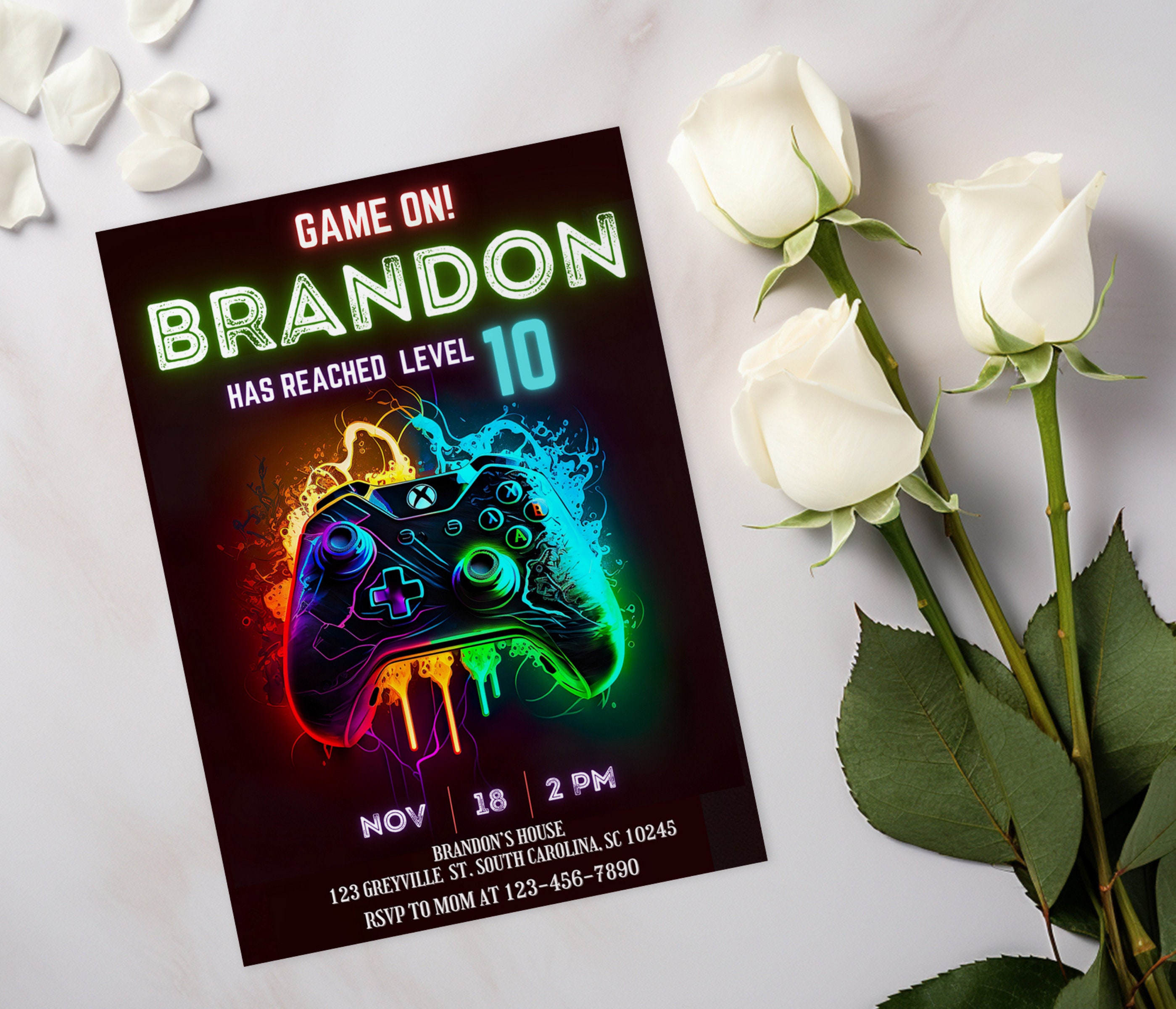 Editable Gaming Birthday Invitation, Gamer Invitation, 5x7 Editable ...