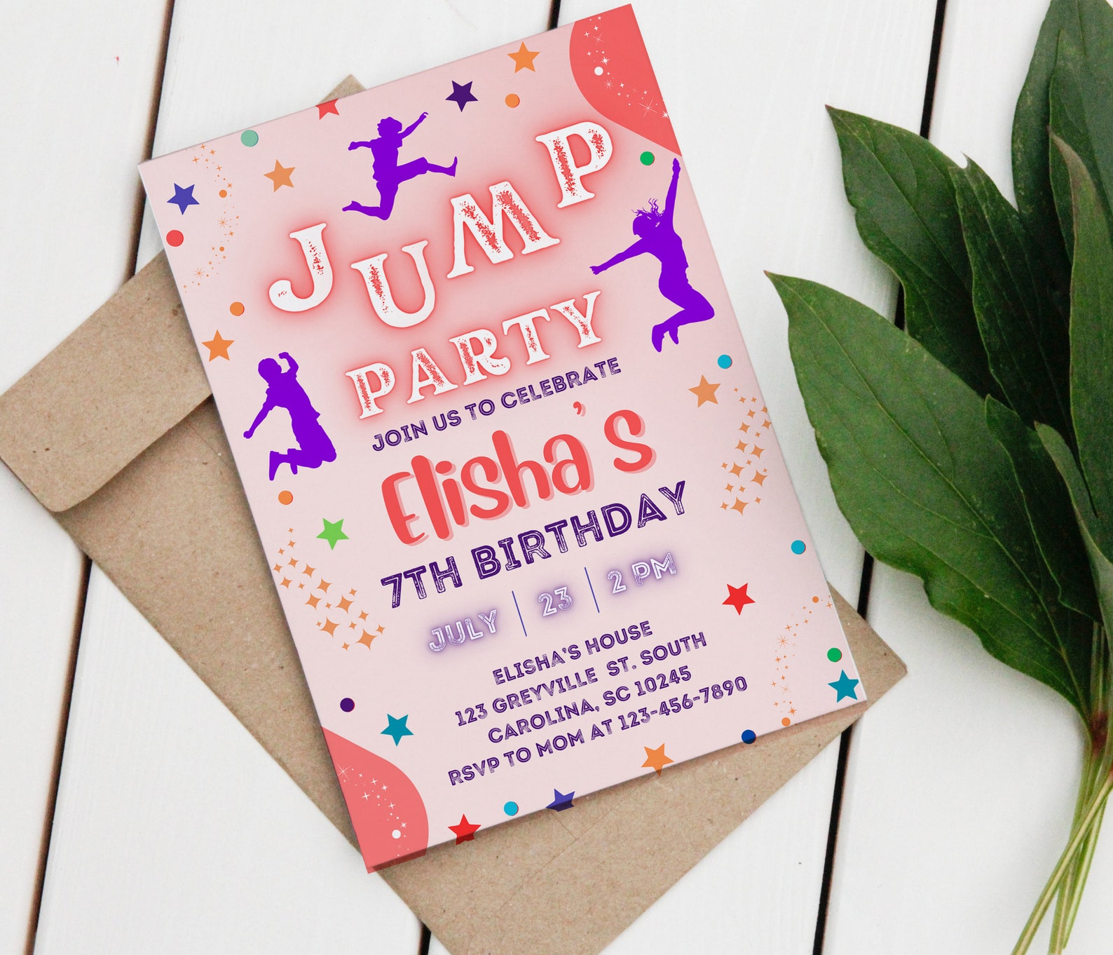EDITABLE Jump Party Invitation, Trampoline Park Birthday Invitation ...