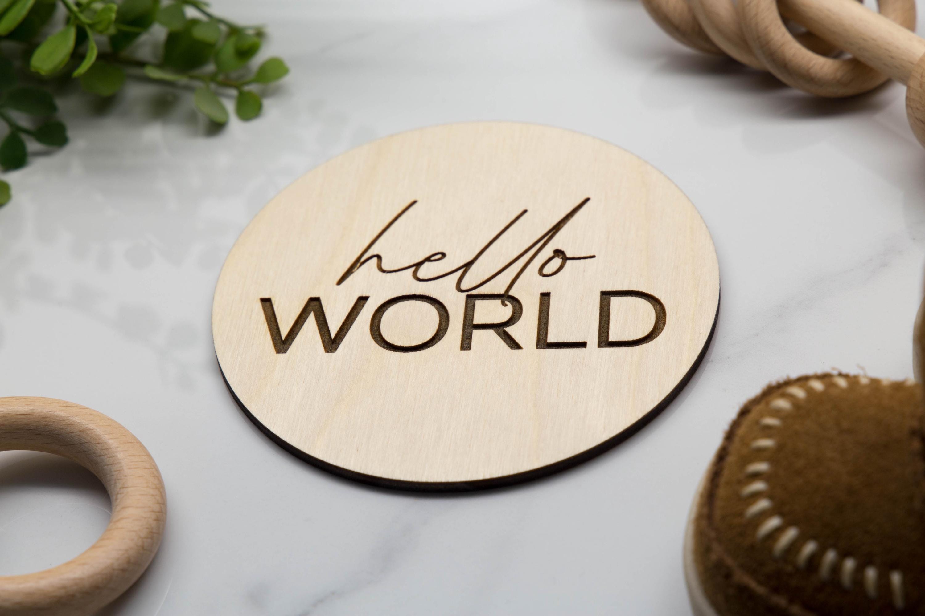 Hello World Newborn Baby Plaque, Baby Hospital Photography Prop ...