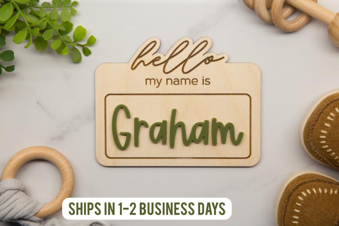 Custom Acrylic Baby Hello My Name is Sign, Personalized Nursery Decor ...