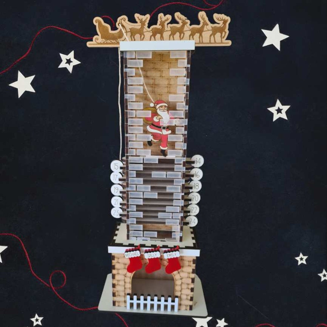 Santa Down the Chimney Christmas Countdown SVG & DXF Cutting Machine ...