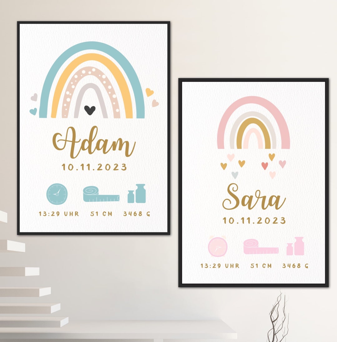 Birth Poster With Name for Boy and Girl Baby Gift Birth Baby - Etsy