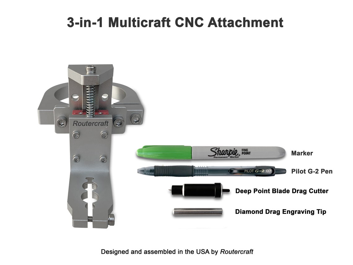 3-in-1 CNC Attachment: Pen Plotter + Drag Knife + Diamond Engraver for ...