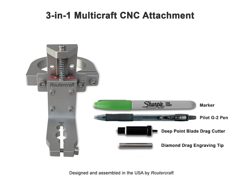 3-in-1 CNC Attachment: Pen Plotter + Drag Knife + Diamond Engraver for ...
