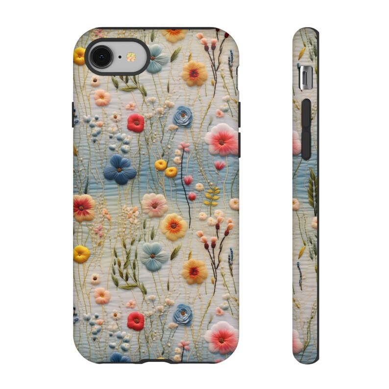 3D Faux Embroidered Floral Phone Case | Quilted Flowers Design ...
