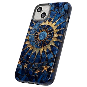 Celestial Stained Glass Moon and Stars Phone Case | Faux Stain Glass ...