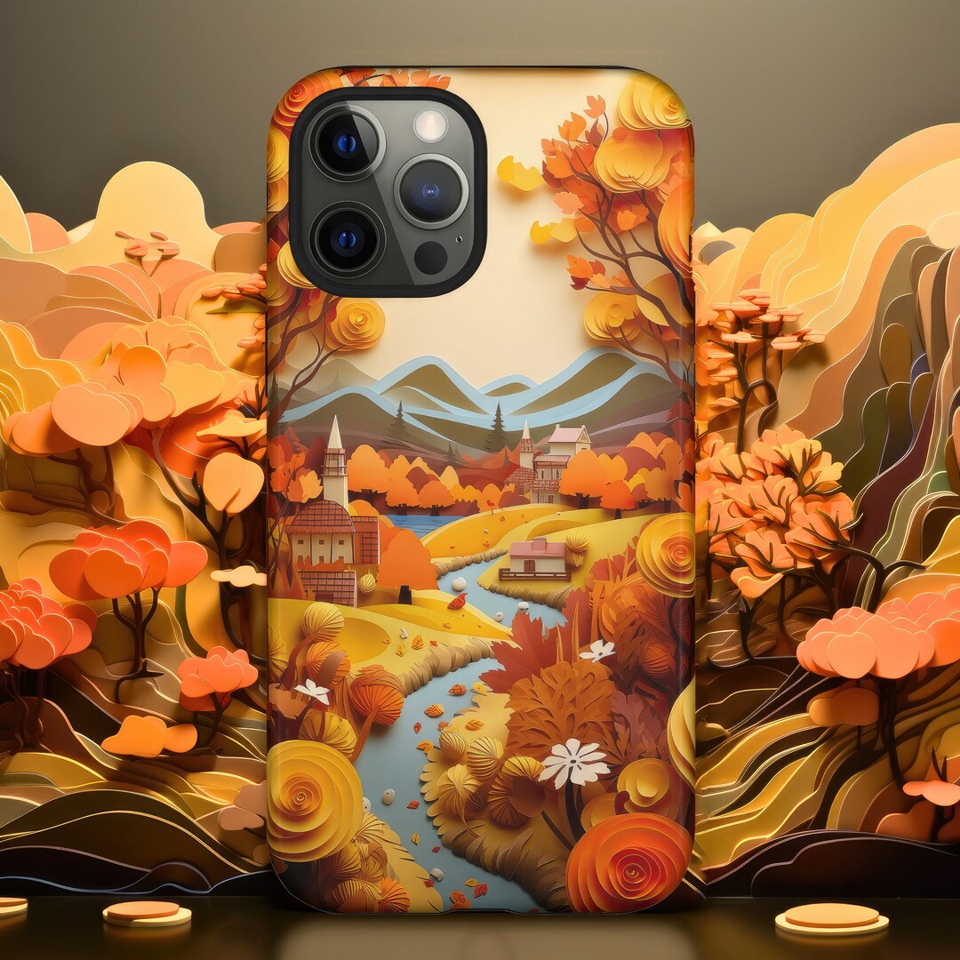 Countryside Papercraft Phone Case | Charming Autumn Cottagecore Phone ...
