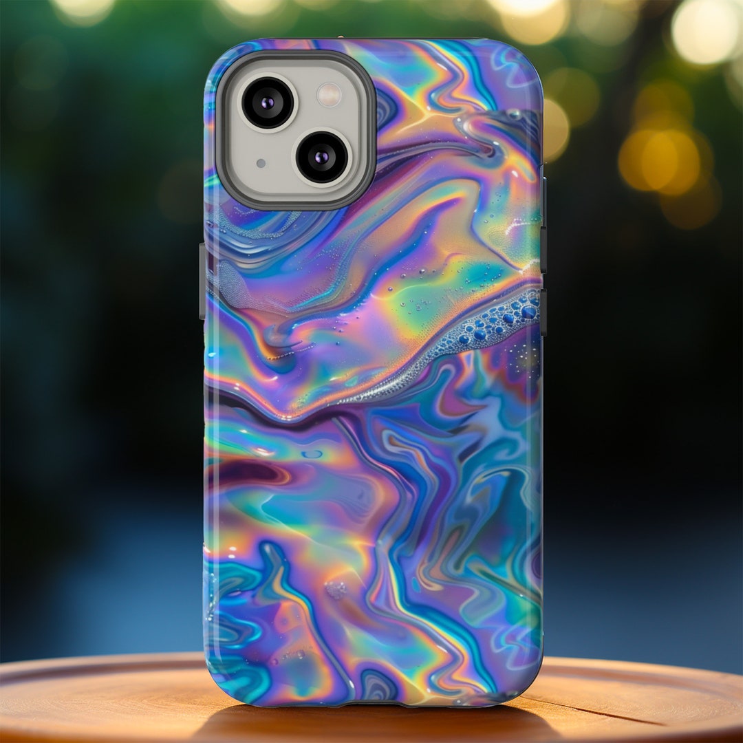 Iridescent Look Rainbow Colored Swirl Phone Case, Colorful Abstract ...