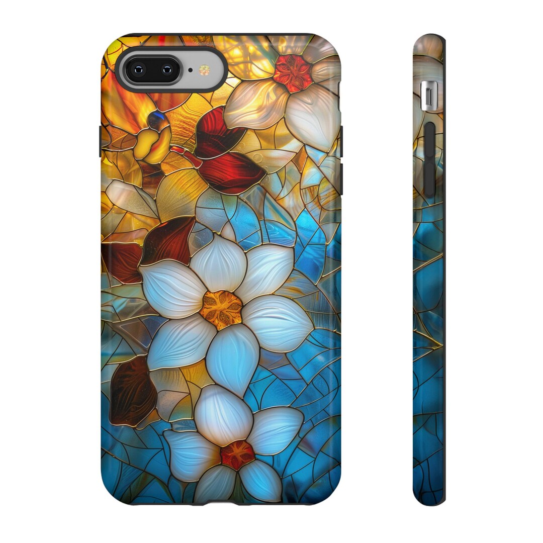 Floral Stained Glass Phone Case, Stained Glass Flower Blossoms Phone ...