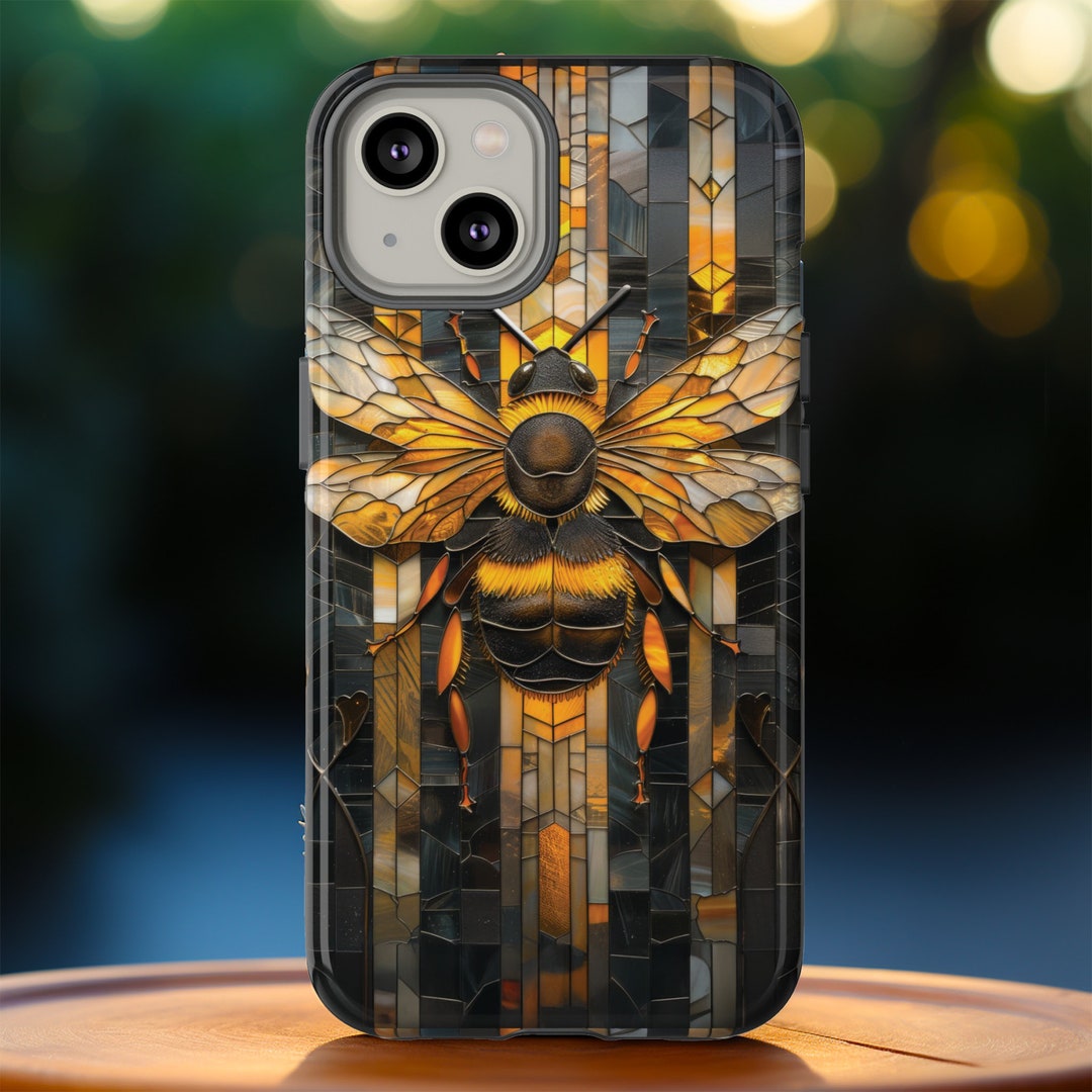 Abstract Stained Glass Bumblebee Art Deco Phone Case, iPhone 15 14 13 ...