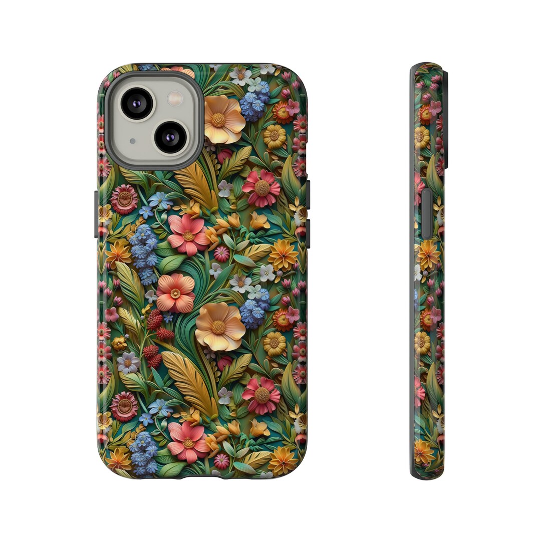 Eden's Enchanted Emerald Garden Phone Case | Aesthetic 3D Green Floral ...