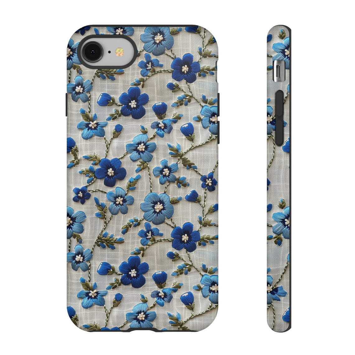 Sew in Love Faux Embroidery Boho Floral Phone Case | Romantic 3D Blue ...