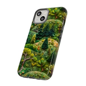 Emerald Felt Forest Phone Case | 3D Forest Green Trees Faux Embroidery ...