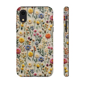 Boho Summer Floral Faux Embroidery Phone Case | Romantic Cottagecore ...