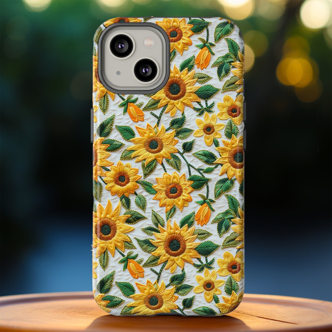 Faux Embroidered Sunflower Collage Phone Case | 3D Sunflower Embroidery ...