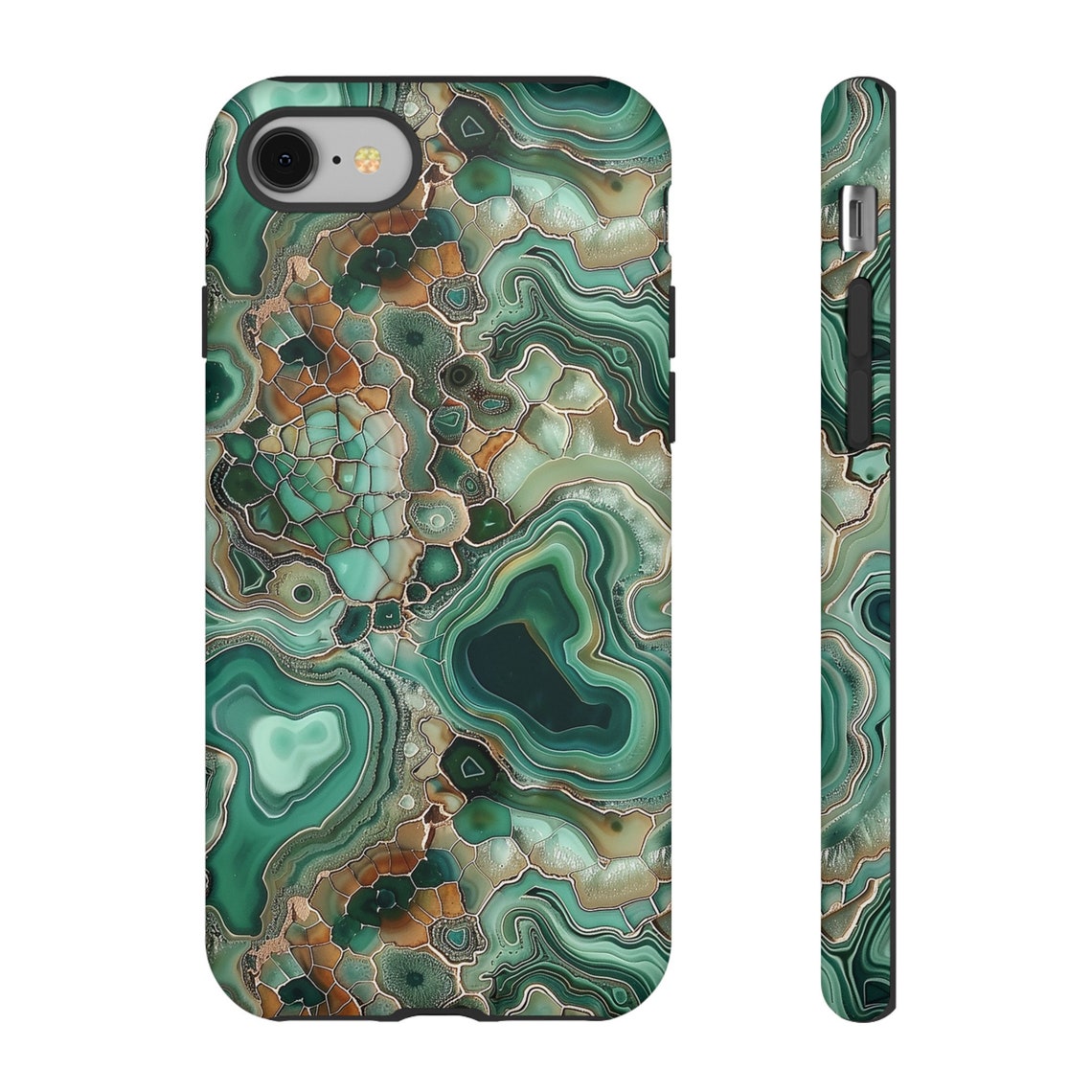 Emerald Green Marble Phone Case | Faux Malachite Tough Case for iPhone ...