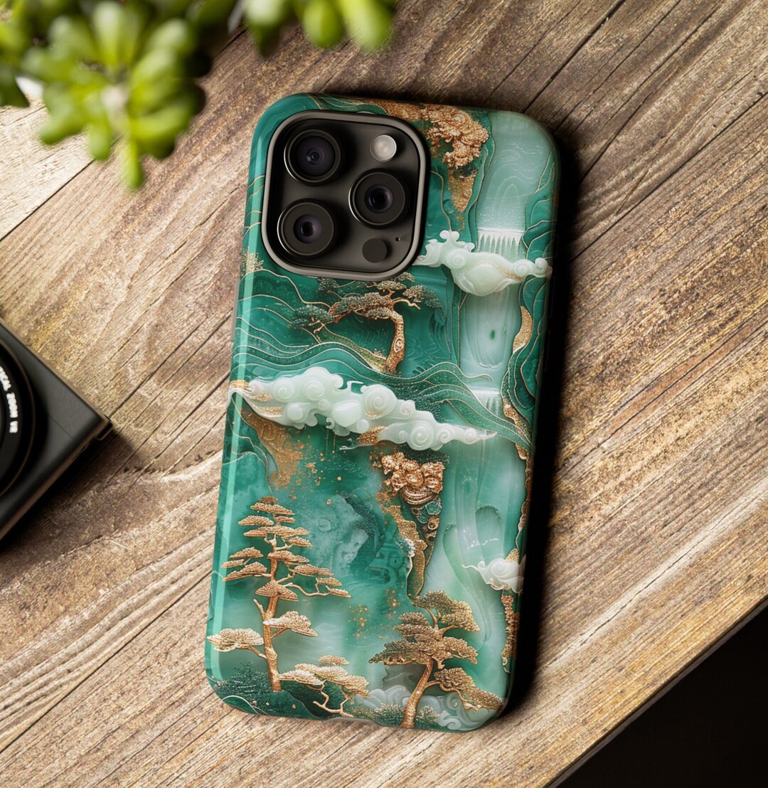 Floral Carved Asian Jade Marble Phone Case | 3D Asian Carved Jade ...