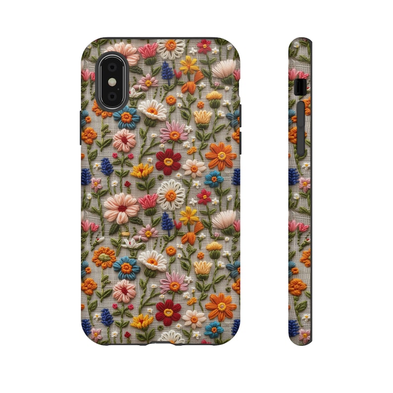 Boho Summer Floral Faux Embroidery Phone Case Romantic Cottagecore ...